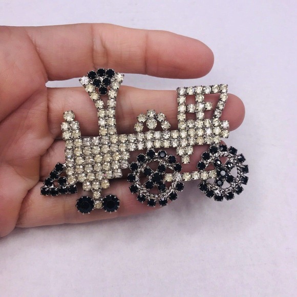 Unbranded | Jewelry | Brooch Rhinestone Encrusted Train Choo Choo Black ...